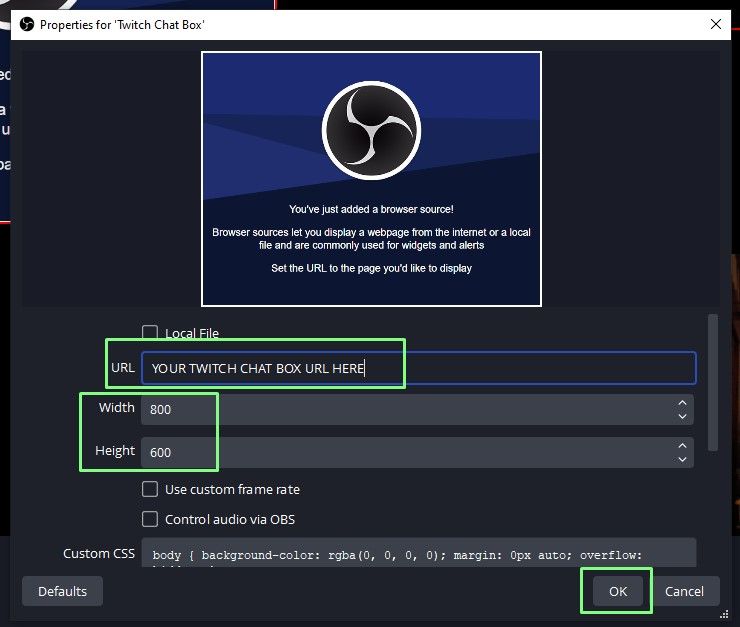How to add Twitch Chat Overlay using OBS Studio