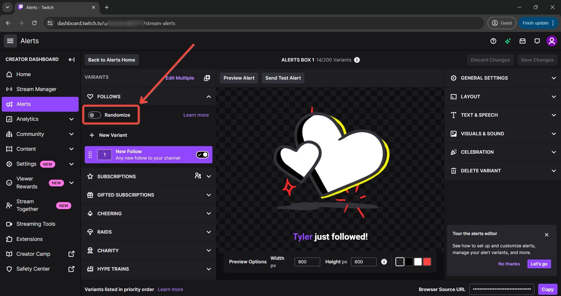 How to set up follower alerts on twitch streams - Twitch marketing Guides