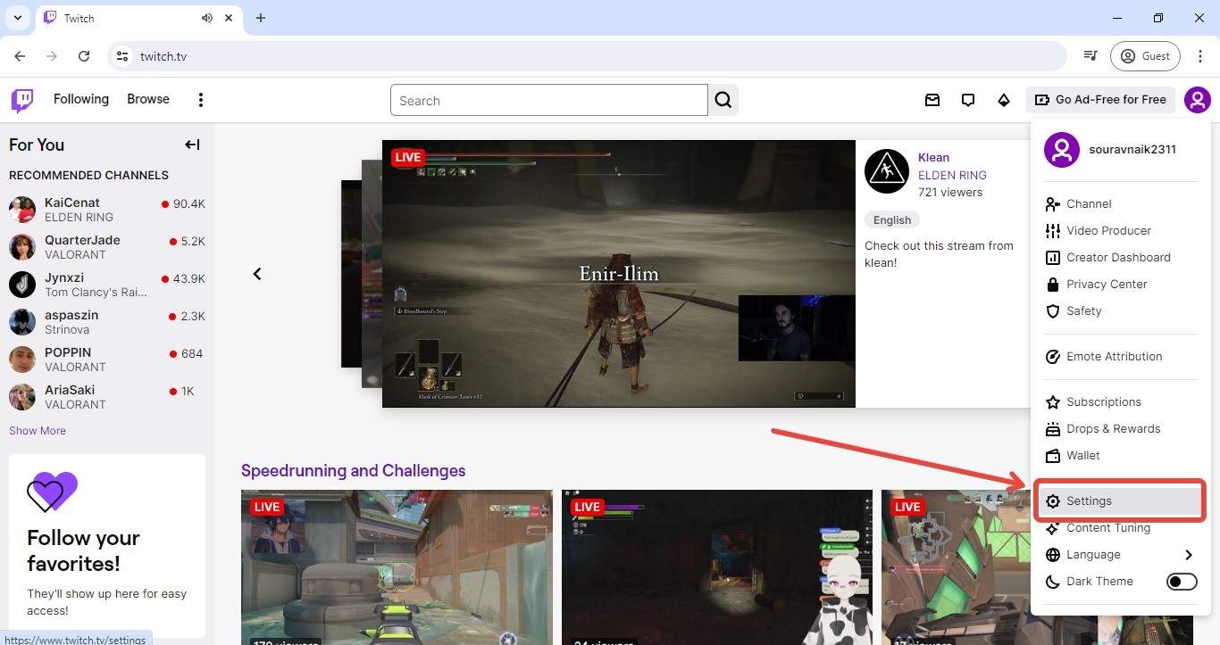 Guide to change twitch username