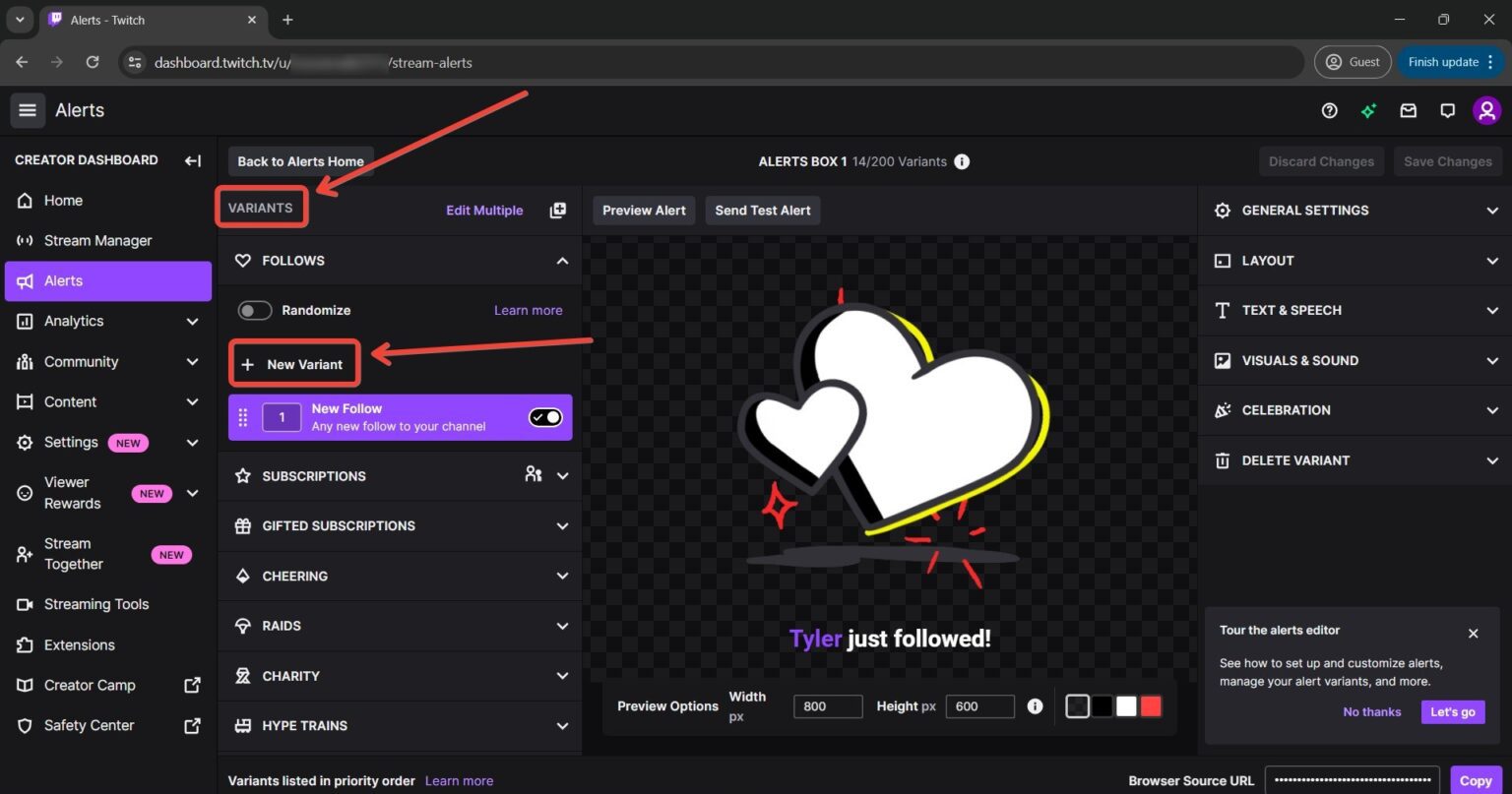 How to set up follower alerts on twitch streams - Twitch marketing Guides