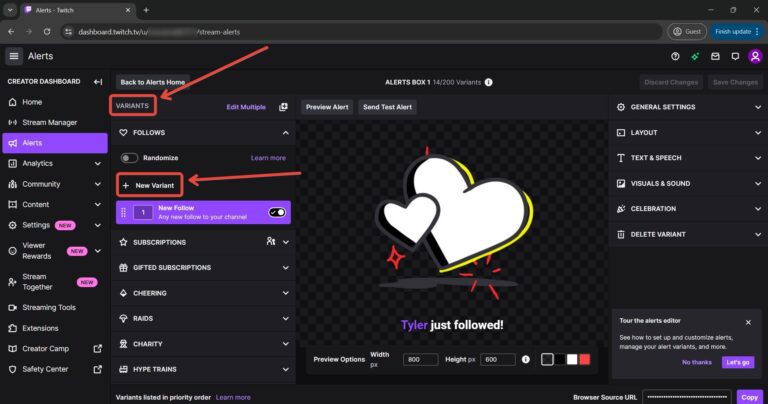 How to set up follower alerts on twitch streams - Twitch marketing Guides